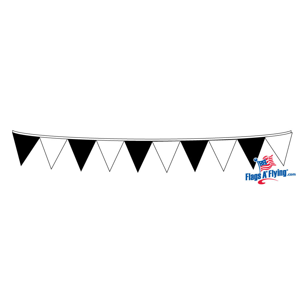 9"x12" Black & White pennant string - 120' | Flags A' Flying