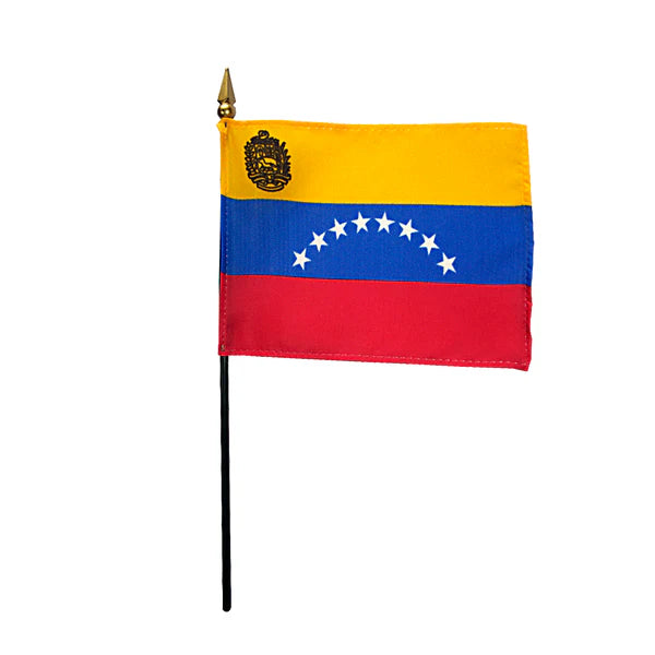 4"x6" Venezuela Republic Poly-Silk Stick Flag | Flags A' Flying