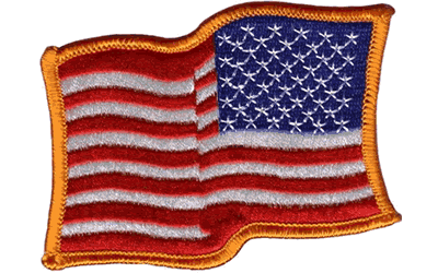 US Waving Right Hand Embroidered Iron-on Flag Patch with Gold Border ...