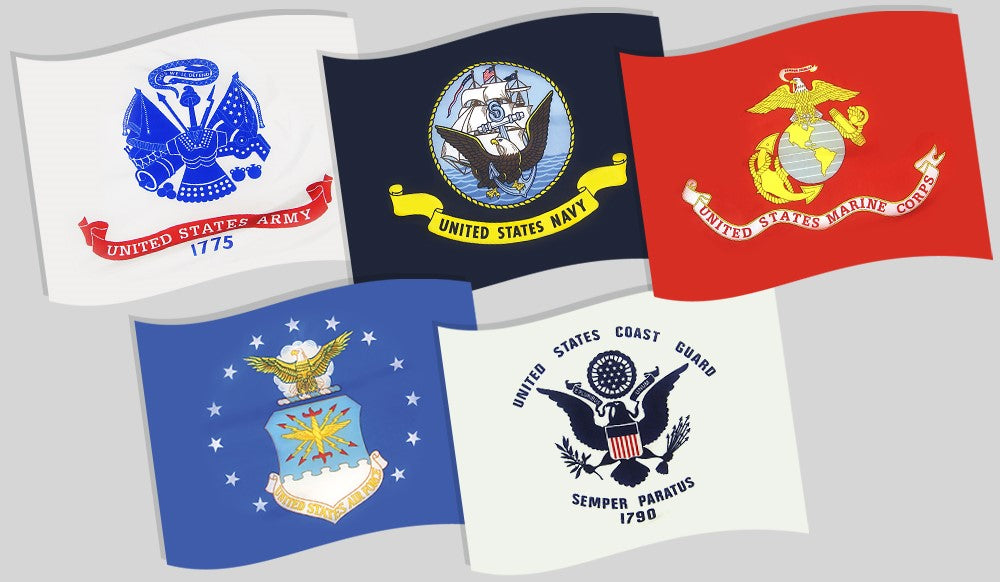 5'x8' Armed Forces Outdoor Nylon Military Flag Set | Flags A' Flying
