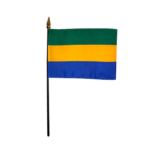 4"x6" Gabon Poly-Silk Stick Flag | Flags A' Flying