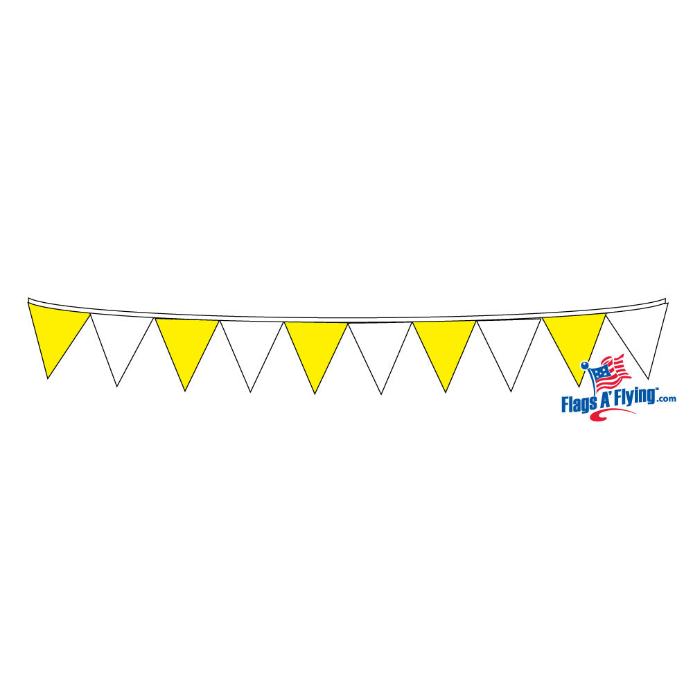 9"x12" Yellow & White pennant string - 120' | Flags A' Flying